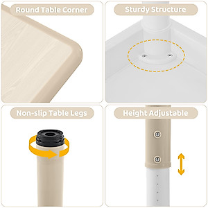 DOREROOM Kids Table and 2 Chairs Set, Height-Adjustable Toddler Table and Chairs Set with Graffiti Desktop, 23.6''L x 23.6''W Children Activity Table for Daycare, Classroom, Home