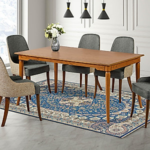 Paisley Blue Area Rug 3x5 for Entryway, Washable Low Pile Soft Non Silp Small Rug for Bedside