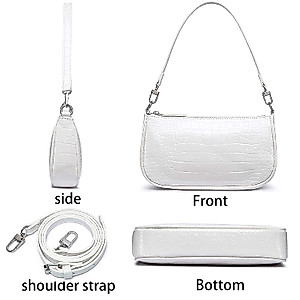 White Purse for Women 3pcs Set Small Shoulder Bag Mini Clutch Purses 90s Y2k Handbags