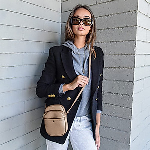 Double Compartments Small Crossbody Bag with Adjustable Shoulder Strap Front Slip Pocket -TP