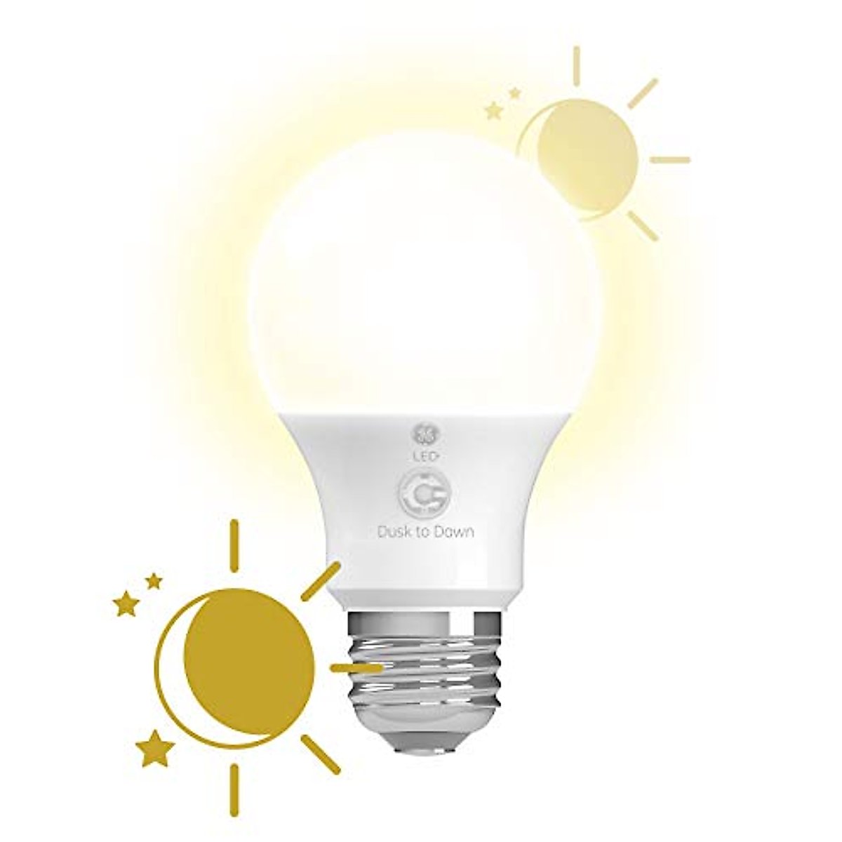 GE LED+ Dusk to Dawn LED Light Bulbs with Sunlight Sensors, Automatic On/Off Light Sensing Bulb, Soft White, A19 Bulbs (2 Pack)