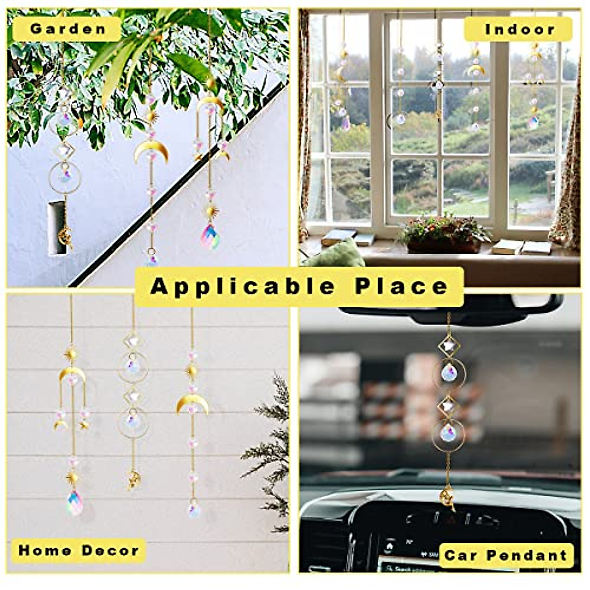 Crystal Suncatcher, 5pcs Window Hanging Sun Catchers Crystal Chandelier Ball Prism Pendant Light Catcher Ornament, Garden Suncatchers Window Rainbow Maker for Home Wedding Decoration Gifts