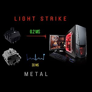 BLOODY B188 8-Key Light Strike (LK) Optical Mechanical Gaming Keyboard – Tri-Color LED Backlit – Smooth/Linear Black Switch