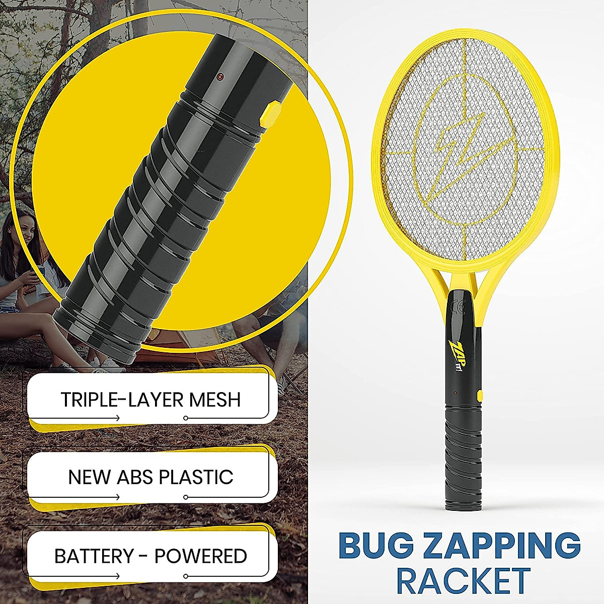 ZAP IT! Bug Zapper Battery Powered (2xAA Included) Bug Zapper Racket, 3,500 Volt