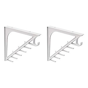 Amazon Basics Closet Bracket with Extra Diagonal Storage - Large(15.5x9.8x2.2)White, 2-Pack