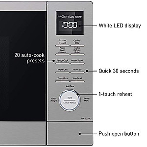 Panasonic NN-SD78LS 1.6 cu.ft Cyclonic Inverter Countertop Microwave Oven 1250Watt Power with Genius Sensor Cooking, cft, 19.44"D x 21.88"W x 11.94"H,Stainless Steel