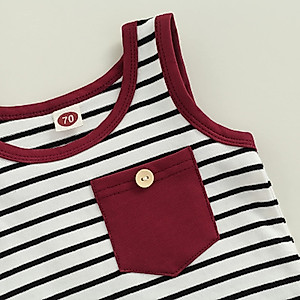 Toddler Baby Boy Summer Outfits Shorts Solid Short Sleeve T-Shirt Tops Casual Clothes Set (Brick Red, 18-24 Months)