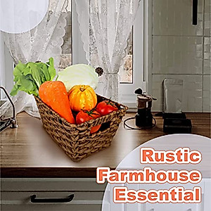 myHomeBody Wicker Storage Basket with Handle | Woven Baskets for Organizing and Trays, Holders, Organizers | Storage Baskets for Shelves | Toffee, 1pc