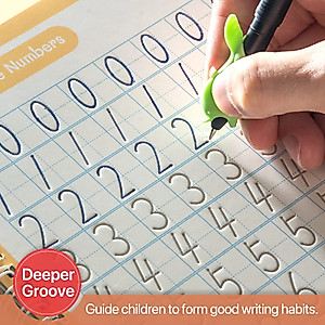 PHUSBLAY 4Pc Large Magic Practice Copybook for Kids,Cursive Workbook and Activity Book for Ages 3-5, Tracing Letters Numbers, Math, Kindergarten Sight Words for Kids(‎12.13 x 8.43 IN)