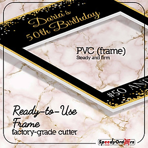Fifty & Fabulous Photo Booth Frame, 50th Birthday Decorations, Personalized Black and Gold Glitter Selfie Frame, Custom Photo Booth Props, 20th, 30th, 40th Birthday, Party Supplies Sizes 36x24, 48x32