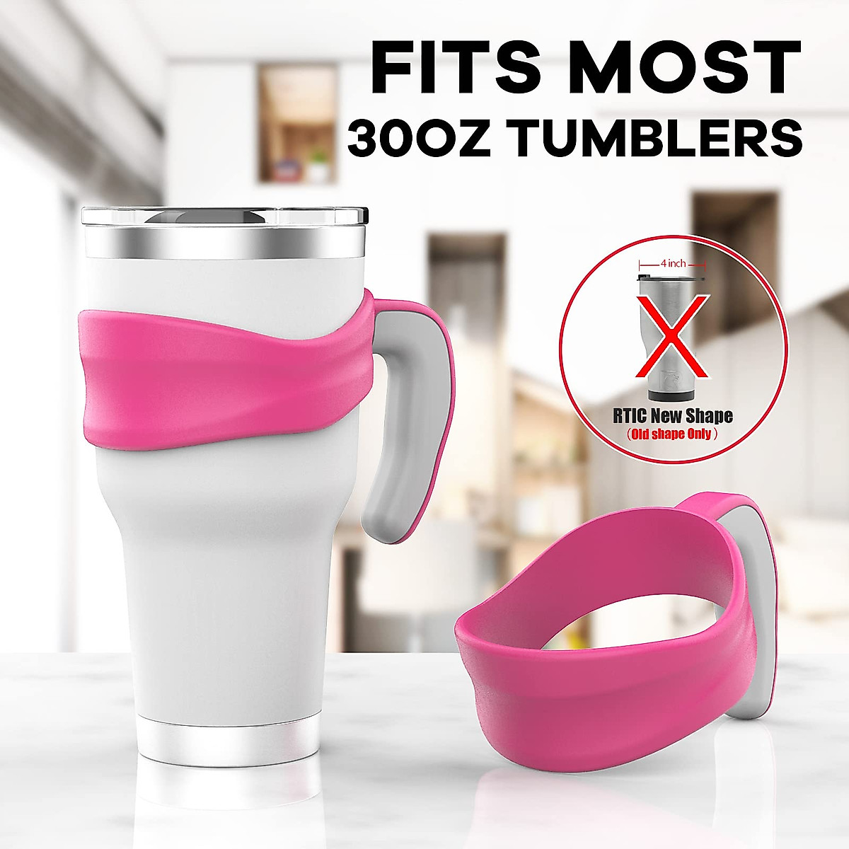 Tumbler Handle Fits for 30 OZ YETI Rambler,Rtic Mug-Previously Design,Sic,OZARK TRAIL & More Tumbler Travel Mug | BPA FREE（Handle Only） (Red)