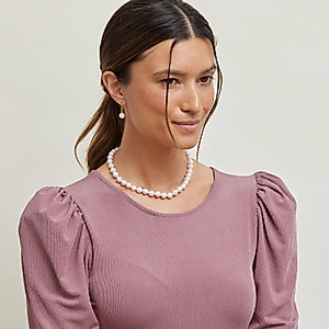 THE PEARL SOURCE 8.5-9.0mm White Japanese Akoya Real Pearl Earrings for Women - 14k Gold Leverback Earrings | Hypoallergenic Earrings with Genuine Cultured Pearls