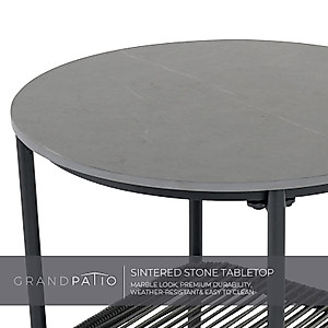 Grand patio Outdoor 3-Piece Conversation Seating Set - Low Slung Comfort, Lightweight Aluminum Frame, Water-Resistant 6.25" Thick Cushions - Dark Gray