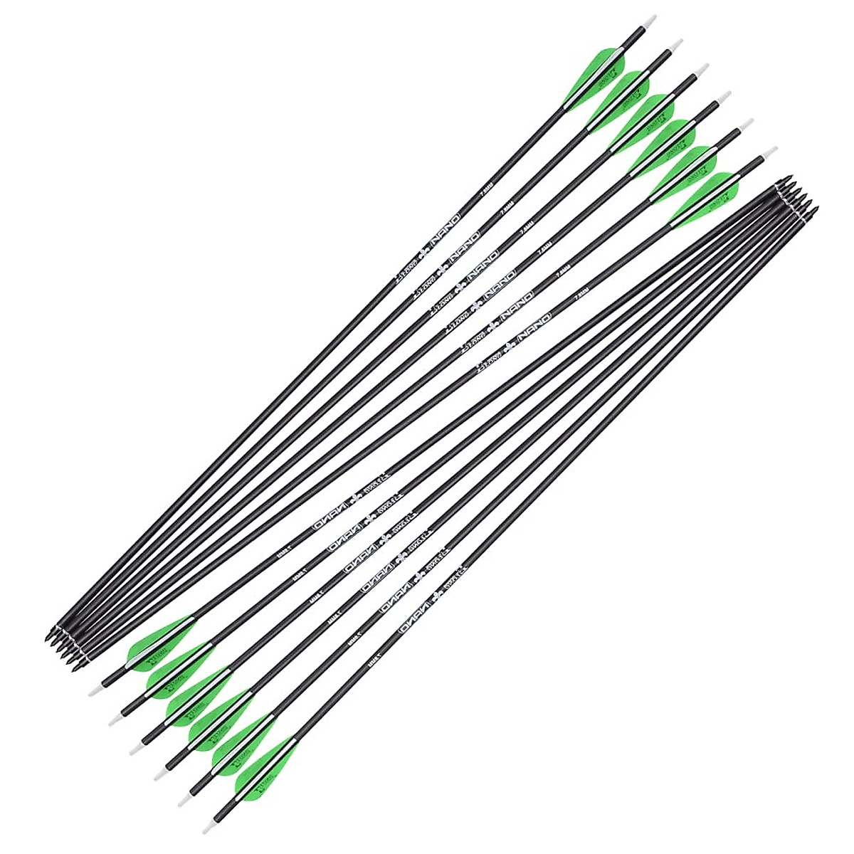 Archery Bow Carbon Arrow Hunting Target Practice Arrows 26 Inch with Removable Tips for Compound & Recurve Bow Spine 500 12PCS Pack