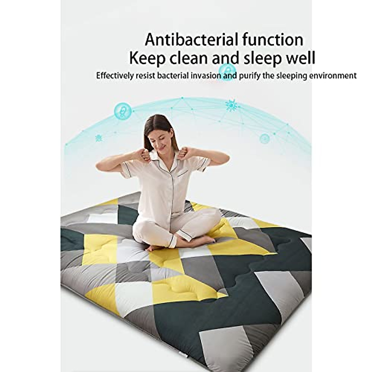 ZIKGER Bohemian Floor Mattress Japanese Futon Roll Up Thicken Sleeping Bed Portable Camping Mattress Lounger Couch Bed Pad