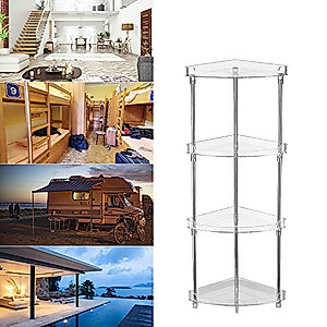 Decdeal 4-Tier Corner Storage Shelf Organizer for Cosmetics, Bathroom Countertop, Vanity Tray, Kitchen Standing Shelf