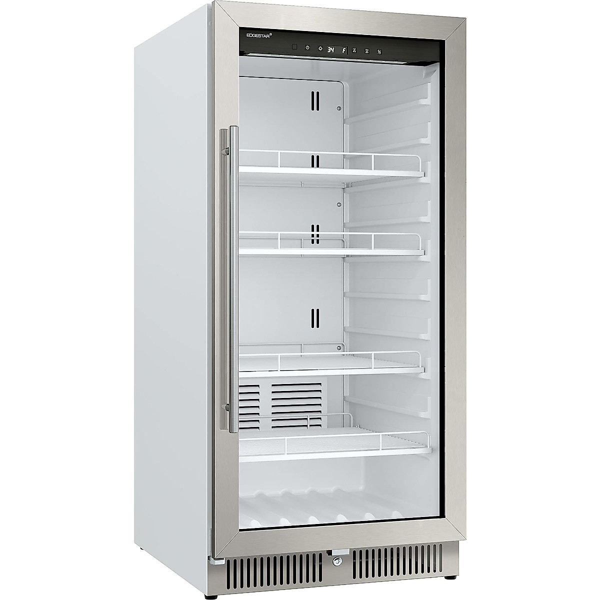 EdgeStar VBM91SS 24 Inch Wide 9.53 Cu. Ft. Commercial Beverage Merchandiser With Temperature Alarm and Reversible Door