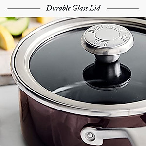 Merten & Storck European Crafted Steel Core Enameled Cookware, 2.1QT Saucepan Pot with Lid, Induction, PFAS & PTFE Free, Dishwasher Safe, Oven & Broiler Safe, Merlot Red