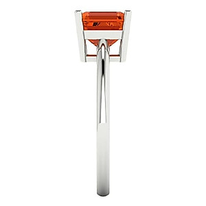 Clara Pucci 2.0 ct Asscher Cut Solitaire Red Simulated Diamond Engagement Bridal Promise Anniversary Ring 18K White Gold Size 8.75