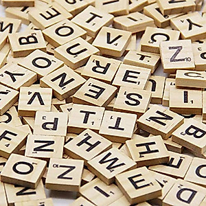 300PCS Wooden Scrabble Tiles, Scrabble Letters for Crafts, Making Alphabet Coasters and Scrabble Crossword Game.