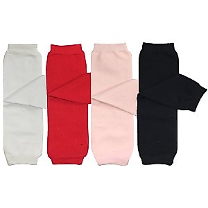 ALLYDREW 4 Pack Baby Leg Warmer Set & Toddler Leg Warmer Set for Boys & Girls - Solid White, Red, Pink, Black,One Size