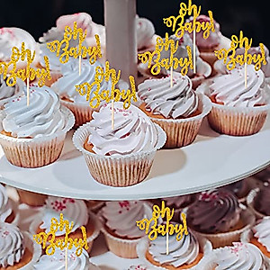 100 Pieces Baby Confetti Decors Gold Glitter Baby Scatter Table Confetti Baby Cupcake Toppers Cute Baby Shower Paper Confetti for Baby Shower Gender Reveal Baby Birthday Party Decoration