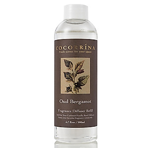 COCORRÍNA Reed Diffuser Refill - Oud Bergamot 6.7 oz. Reed Diffuser Oil Refill Home Fragrance for Bedroom, Bathroom Home Decor