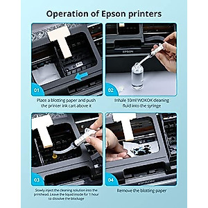 WOKOK Printer Cleaning Kit | Printhead Cleaning Kit | for Inkjet Printers HP/Brother/Epson/Canon WF-7710 WF-3640 7620 8600 8610 8620 WF-2750 WF-2650 ET-2750 ET-2650 C88 Liquid Printers Nozzle（100ml）