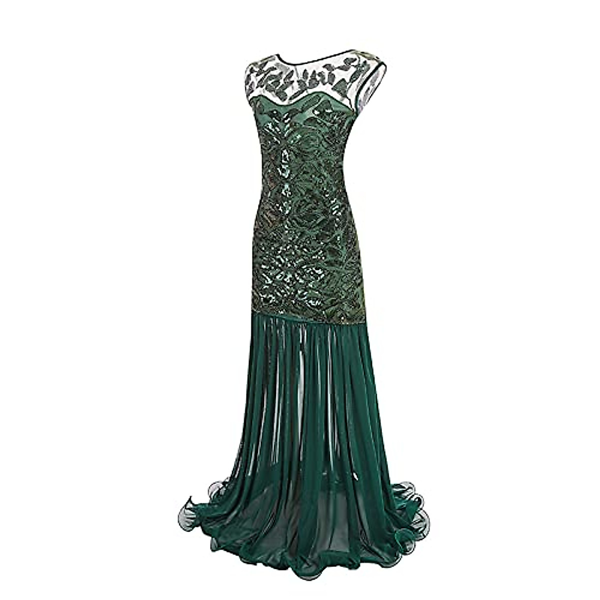 MIASHUI Womens Dress Women's Dress Vintage 1920s Sequin Beaded Tassels Party Night Long Maxi Dress Womens Summer Dresses Green