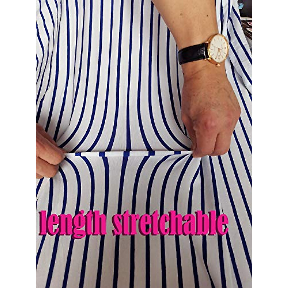 Fabric by The Yard Cotton Spandex Blue and White Stripes Single Jersey Knit Fabric Yarn Dyed 4 Ways Stretch for T Shirt Pajama Skirt Pet Dec.Table Cloth Dust Cover Pet Deca DIY (1 Y)