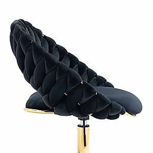 Olela Modern Velvet Armless Swivel Task Chair, Black+Velvet, Office, Living Room, Bedroom, 250 Pound Capacity, Fixed Height, Indoor Use