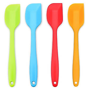 Silicone Spatula 4-piece Set, Heat-Resistant Spatulas, Non-stick Rubber Spatulas with Stainless Steel Core