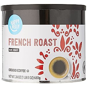 Amazon Brand - Happy Belly French Roast Canister Coffee, Dark Roast, 24 Ounce