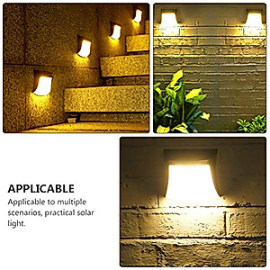 BESPORTBLE 2PCS Solar Powered Stair Light Water Resistant LED Warm Light Step Fence Lamp Landscape Decorative Lamps for Home Garden Patio Yard