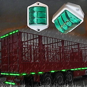 10Pc Trailer RV Marker LED Light Clearance Light Green, 2x2 Inch LED Bubble 24V Side Marker Light for Trucks - Universal Side Marker Light