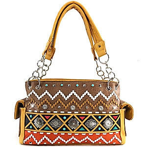 Zelris Colorful Native Tribal Patterns Concho Conceal Carry Handbag Purse (Black)
