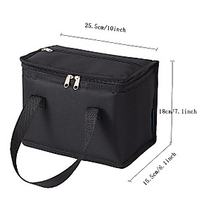 TEAMOOK Foldable Lunch Bag Insulated Lunch Box Water-Resistant Leakproof Soft Cooler Bag Black 10 cans