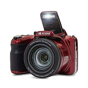 Kodak PIXPRO Astro Zoom AZ425 20MP Digital Camera (Red) Bundle with 32GB Card and Rechargeable Battery and Charger Kit (3 Items)