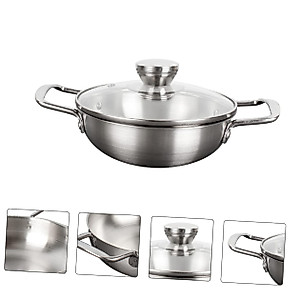 FUNOMOCYA 1Set Stainless Steel Ramen Pot with Lid Versatile Stockpot for Seafood Noodles and Pasta Cooking Kitchen Essential for Home Cooking
