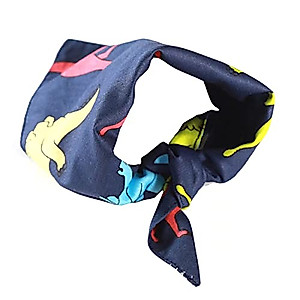 Ming Heng Lovely Dog Scarf Navy Blue Dinosaur Animal Pattern Triangle Scarf Dog Cat Pet Bandanas Decoration Accessories (Navy Blue)