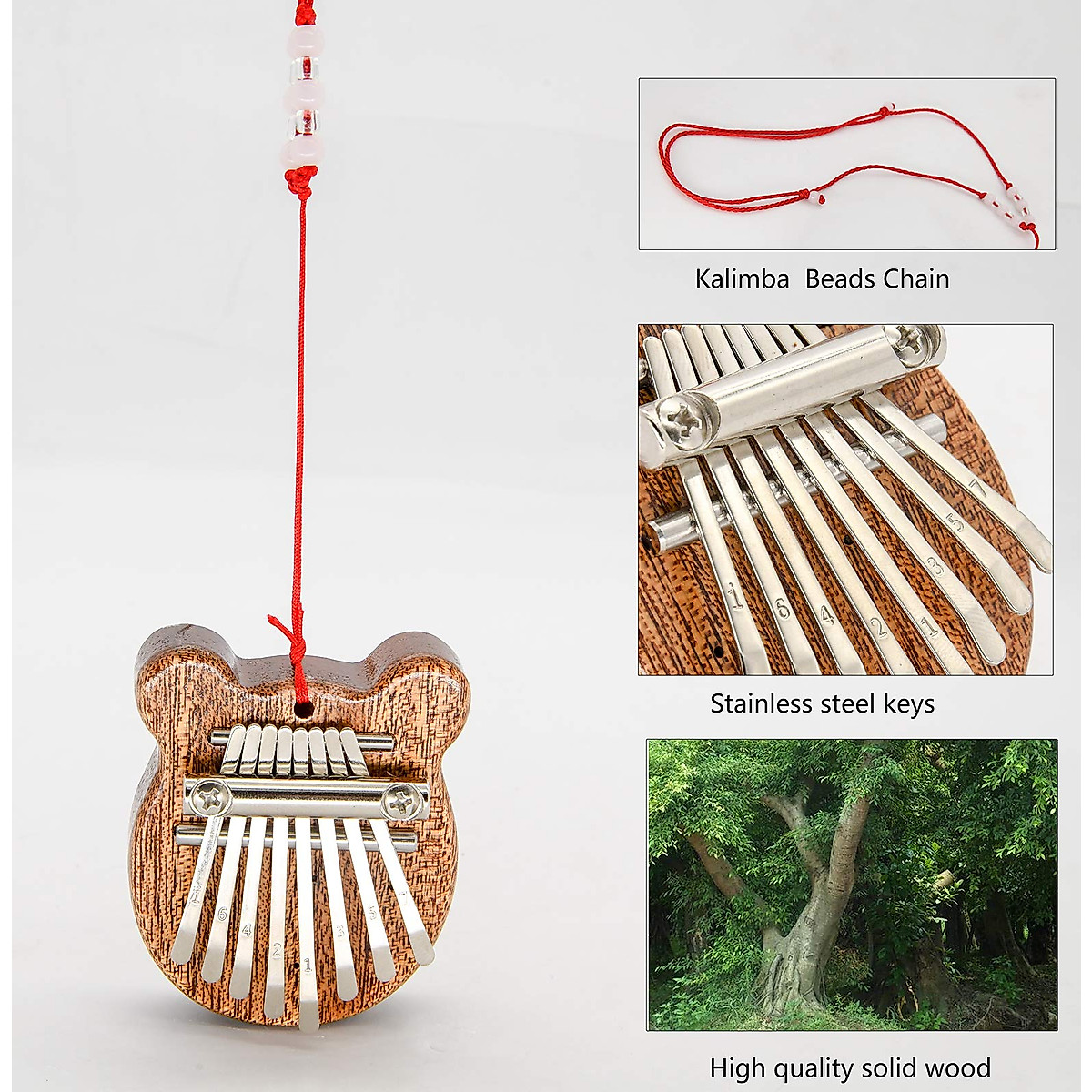 8 Key Mini Kalimba Thumb Piano, Portable Mbira Finger Piano Best Gift for Kids, Birthday, Christmas, Beginner, Party