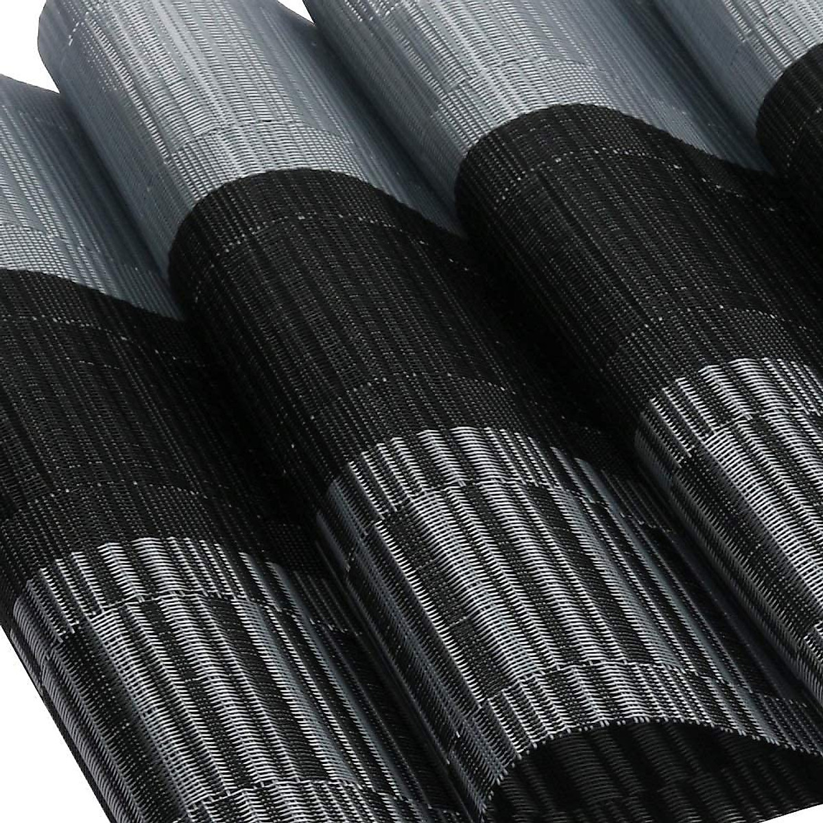 V-Shine Placemats for Dining Table Set of 4 Washable Woven Placemat Non-Slip Kitchen Waterproof Table Place Mats - Grey&Black