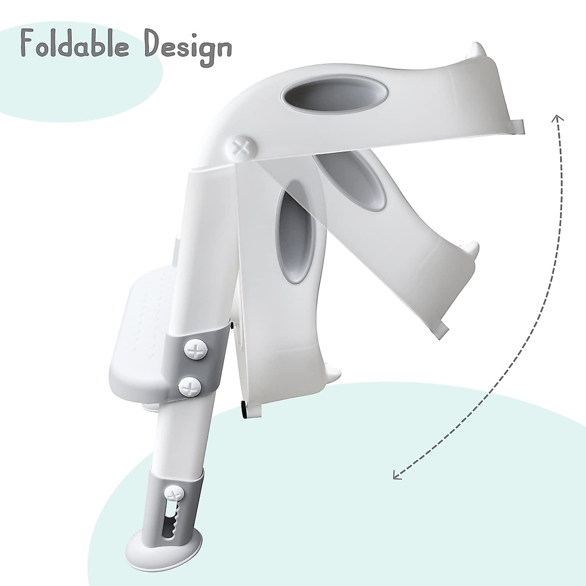 Potty Training Toilet Seat for Kids with Step Stool Ladder, Toddlers Comfortable Toilet Chair with Anti-Slip Pads and Safe Handle, Soft Cushion Toilet Training Seat for Boys Girls (White)