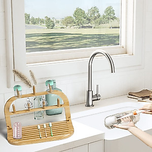 Tuehaeyi Baby Bottle Drying Rack Including Bottle Brush, Space Saving Bamboo Baby Bottle Rack Dryer, Portable Dryer Rack Organizer for Baby Bottles, Cups, Pacifiers Accessories, Gifts for Mom