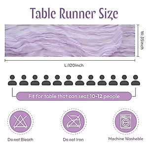 Sioloc 1 Pack Lavender Cheesecloth Table Runner,10ft Purple Table Runner,Boho Romantic Lilac Gauze Table Runner,Cheese Cloth Long Table Runner for Wedding Party ,Table Decorations