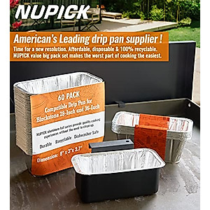 NUPICK 40 Pack Grease Cup Liners for Blackstone 17"/28"/36" Griddle, Drip Pan Liners for Blackstone 5017, Disposable Aluminum Foil Drip Pan Liner