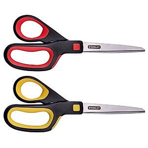 Stanley 8 Inch All-Purpose Ergonomic Scissor, Pack of 2 (SCI8EST-2PK), Assorted Colors