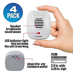 Bell + Howell Ultrasonic Pest Repeller Home Kit (Pack of 4), Ultrasonic Pest Repeller, Pest Repellent for Home, Bedroom, Office, Kitchen, Warehouse, Hotel, Safe for Human and Pet