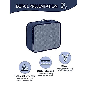 DIMJ Packing Cubes for Travel, 8 Set Luggage Packing Organizers Lightweight Suitcase Storage Bag with Multiple Sizes Travel Bag for Clothes Shoes Cosmetics Toiletries (Navy blue)
