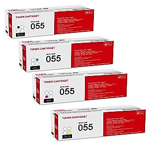 4 Pack 055 BK/C/M/Y Toner Cartridge: Compatible CRG-055 Replacement for Canon i-SENSYS LBP660 MF740 Series ImageClass LBP660C LBP664Cdw LBP664Cx MF741Cdw MF740 MF746Cx MF742Cdw Series Printer